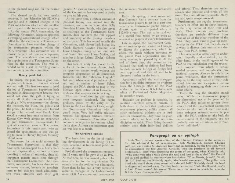 Paragraph on an epitaph | Golf Digest | JULY 1952