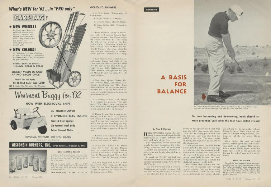 A Basis for Balance | Golf Digest | FEBRUARY 1962