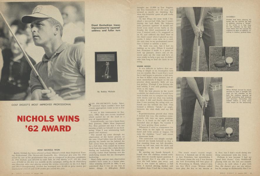 NICHOLS WINS ’62 AWARD | Golf Digest | JANUARY 1963