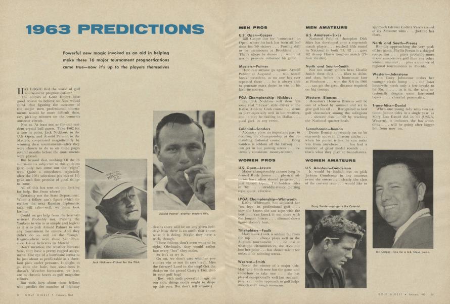 1963 PREDICTIONS | Golf Digest | FEBRUARY 1963