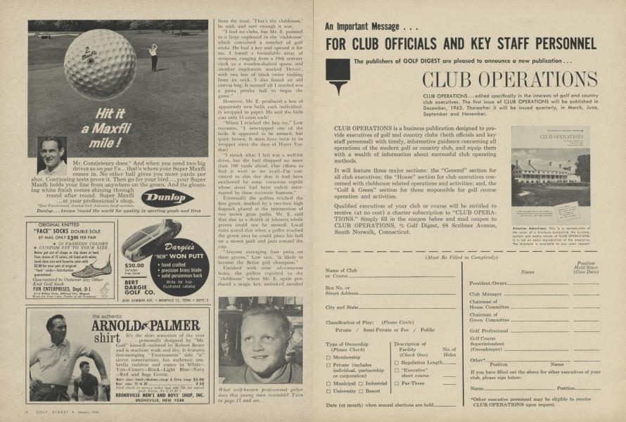 CLUB OPERATIONS | Golf Digest | JANUARY 1964