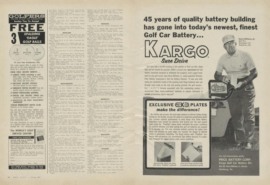 KARGO GOLF CAR BATTERY | Golf Digest | FEBRUARY 1964