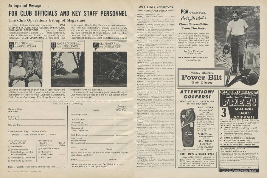 1964 STATE CHAMPIONS | Golf Digest | FEBRUARY 1965
