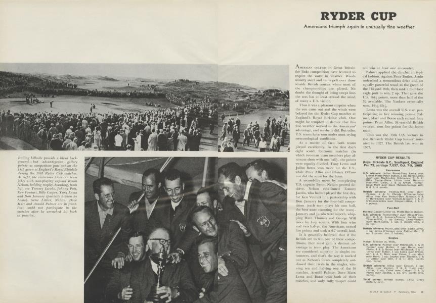 RYDER CUP Americans triumph again in unusually fine weather | Golf ...