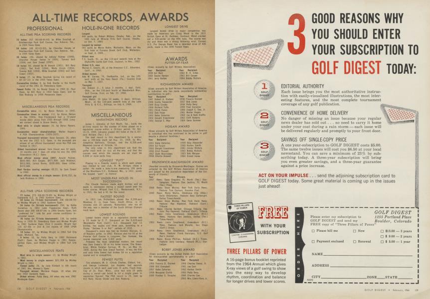 ALL-TIME RECORDS, AWARDS | Golf Digest | FEBRUARY 1966