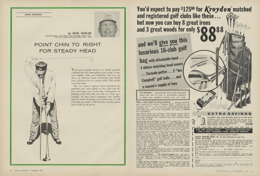 POINT CHIN TO RIGHT FOR STEADY HEAD | Golf Digest | NOVEMBER 1966