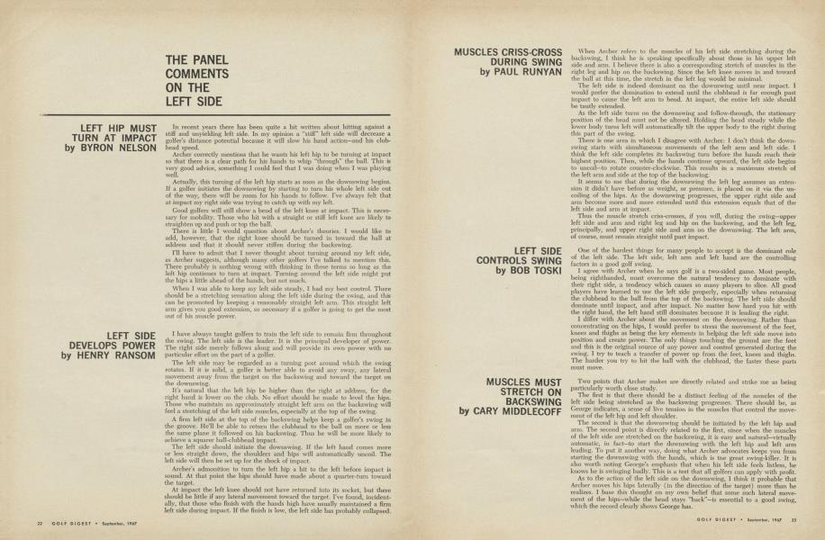 THE PANEL COMMENTS ON THE LEFT SIDE | Golf Digest | SEPTEMBER 1967