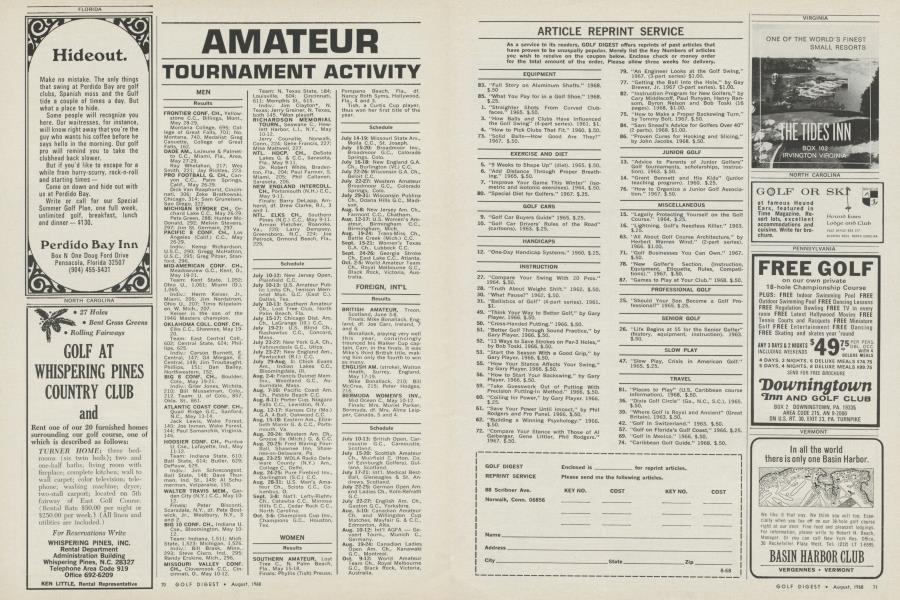 ARTICLE REPRINT SERVICE | Golf Digest | AUGUST 1968
