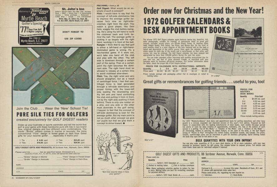 GOLF DIGEST GIFTS AND PRODUCTS | Golf Digest | NOVEMBER 1971