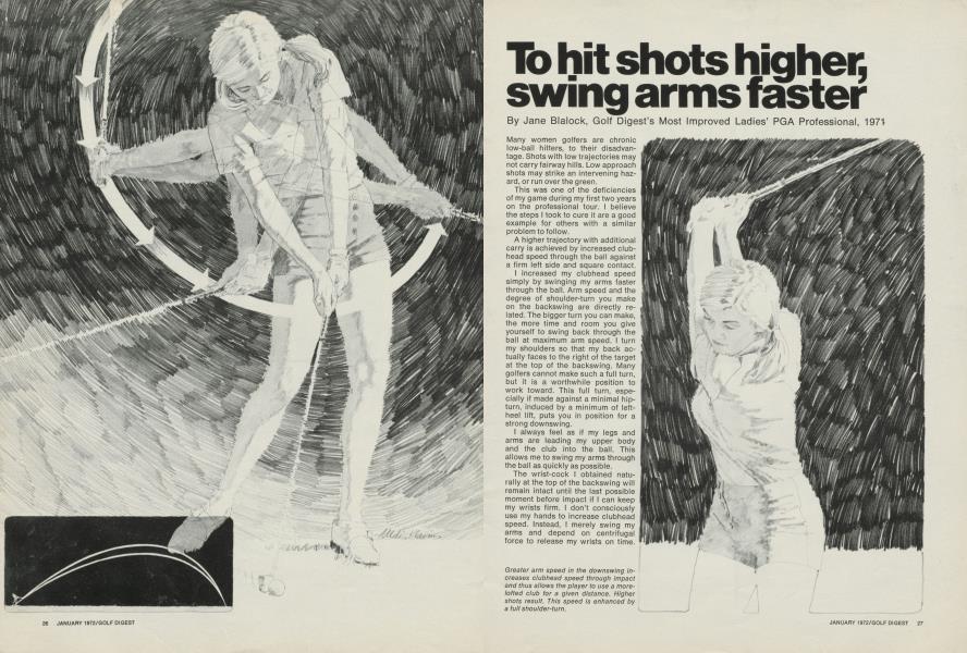 To hit shots higher, swing arms faster | Golf Digest | JANUARY 1972