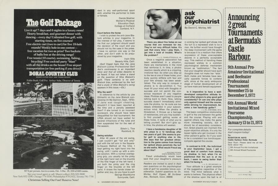 Ask our psychiatrist | Golf Digest | NOVEMBER 1972