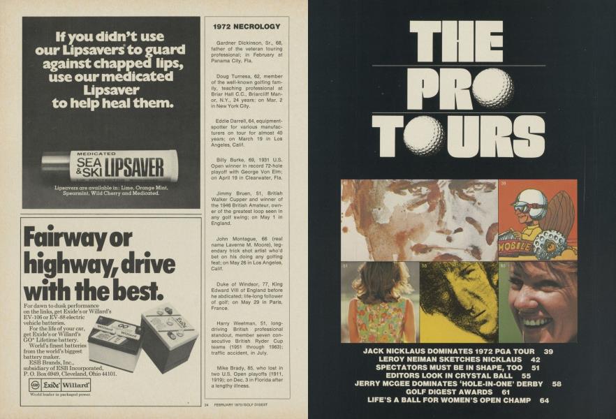 THE PRO TOURS | Golf Digest | FEBRUARY 1973