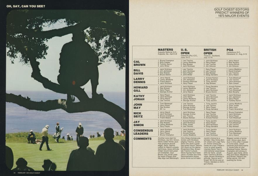 GOLF DIGEST EDITORS PREDICT WINNERS OF 1973 MAJOR EVENTS | Golf Digest | FEBRUARY 1973
