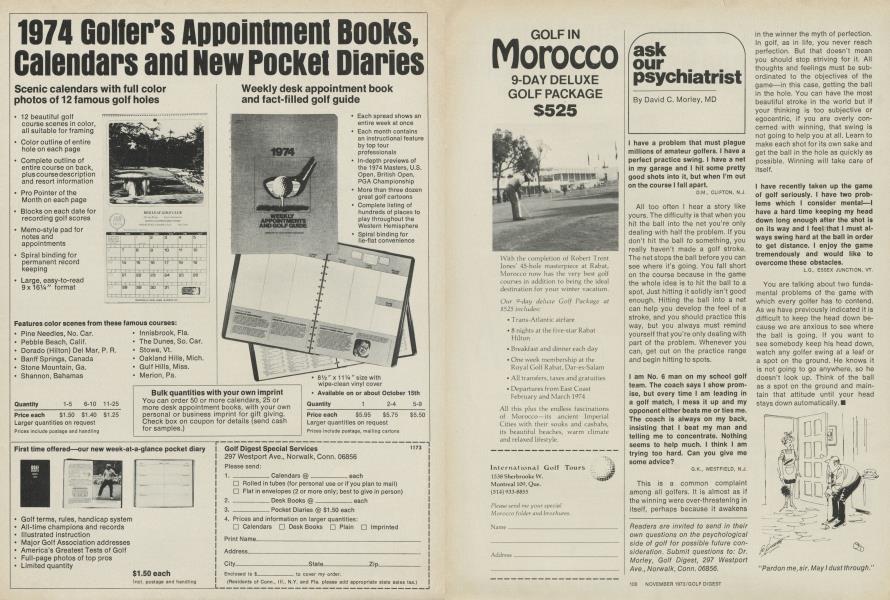 ask our psychiatrist | Golf Digest | NOVEMBER 1973
