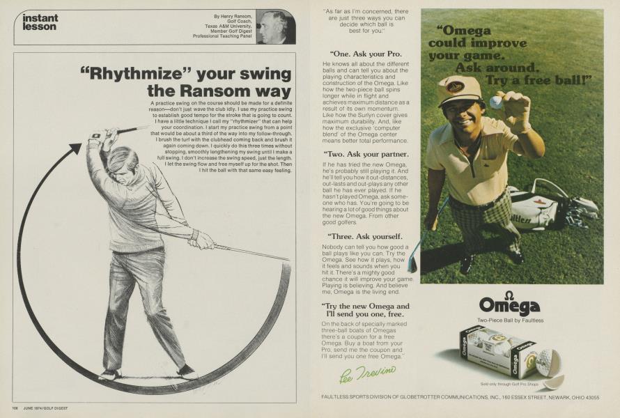 “Rhythmize” your swing the Ransom way | Golf Digest | JUNE 1974