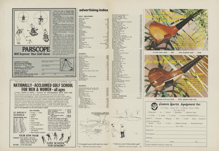 Golf School | Golf Digest | FEBRUARY 1975