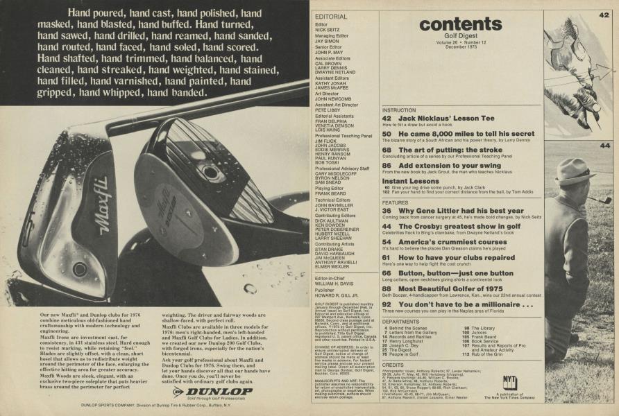 Table of Contents | Golf Digest | DECEMBER 1975