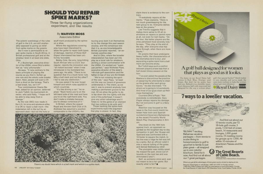SHOULD YOU REPAIR SPIKE MARKS? | Golf Digest | JANUARY 1977
