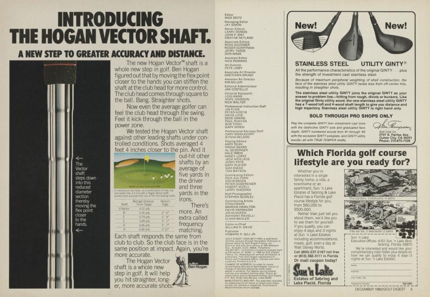 Hogan Vector Shaft | Golf Digest | DECEMBER 1980