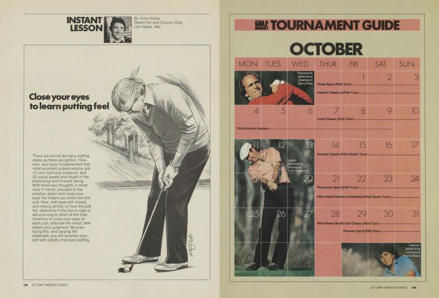 Close your eyes to learn putting feel | Golf Digest | OCTOBER 1982