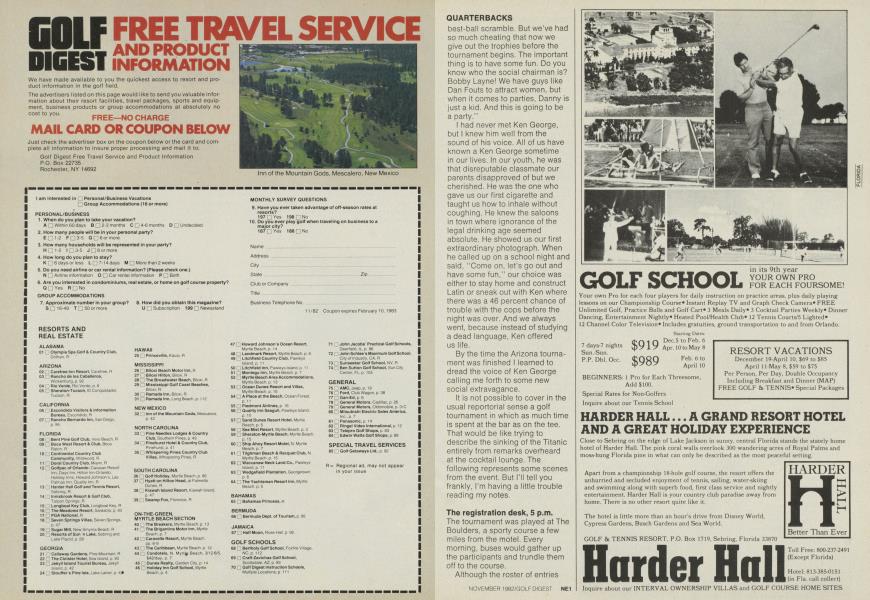 FREE TRAVEL SERVICE AND PRODUCT INFORMATION | Golf Digest | NOVEMBER 1982