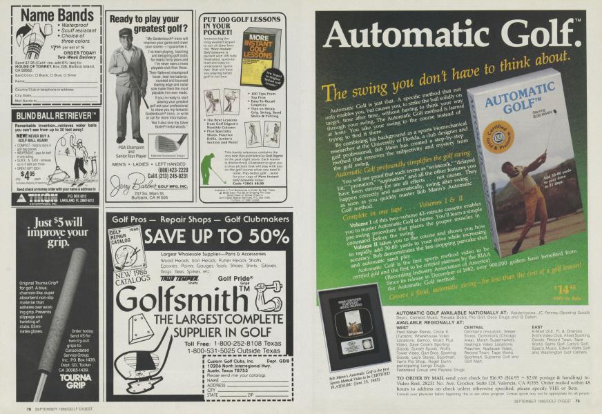 Jerry Barber Golf MFG. INC. | Golf Digest | SEPTEMBER 1986