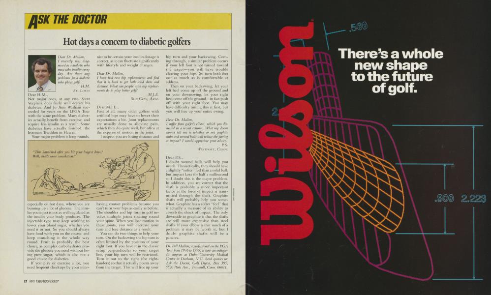 Hot days a concern to diabetic golfers | Golf Digest | MAY 1989