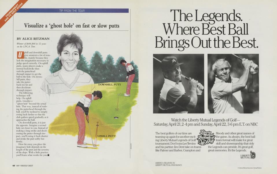 Visualize a 'ghost hole' on fast or slow putts | Golf Digest | MAY 1990