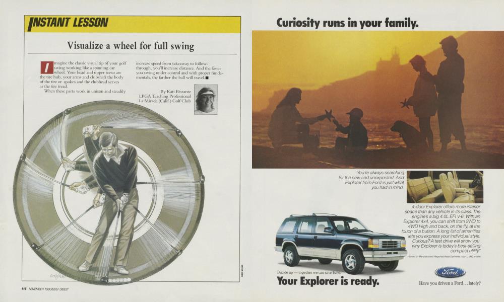 Visualize a wheel for full swing | Golf Digest | NOVEMBER 1990