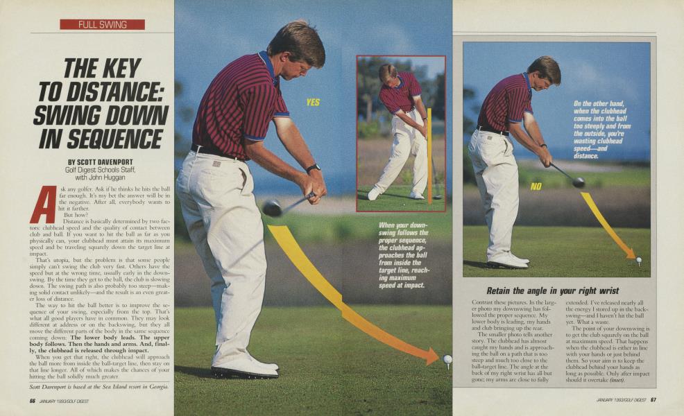 THE KEY TO DISTANCE: SWING DOWN IN SEQUENCE | Golf Digest | JANUARY 1993