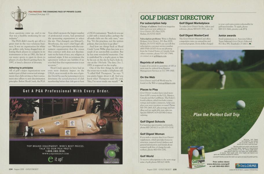 GOLF DIGEST DIRECTORY | Golf Digest | AUGUST 2000