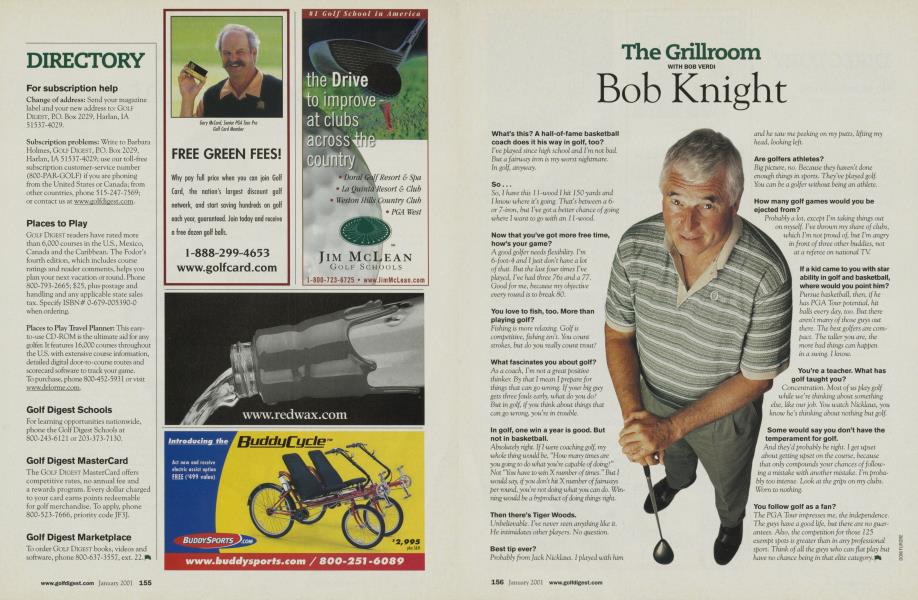 The Grillroom Bob Knight | Golf Digest | JANUARY 2001
