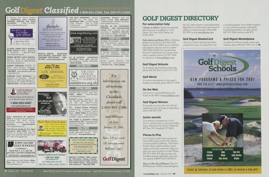 GOLF DIGEST DIRECTORY | Golf Digest | FEBRUARY 2001