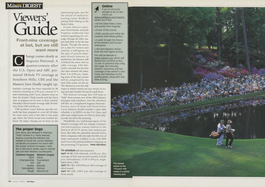 Viewers’ Guide | Golf Digest | APRIL 2002