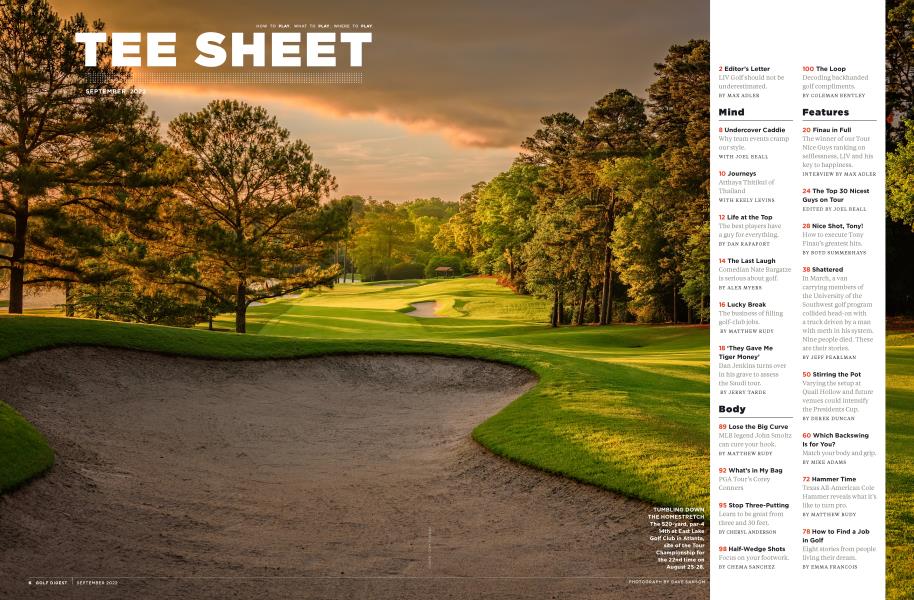 TEE SHEET | Golf Digest | SEPTEMBER 2022