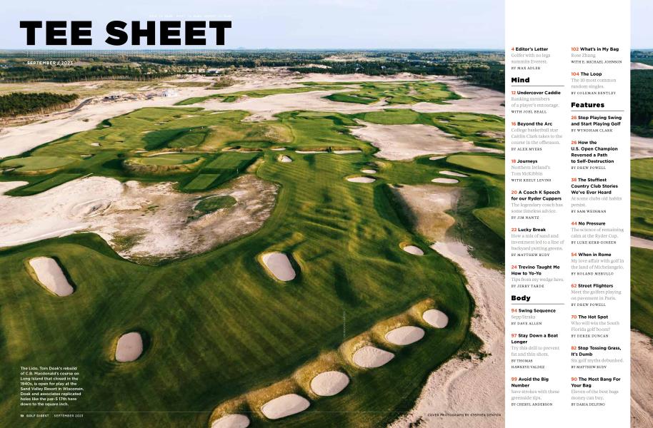 TEE SHEET | Golf Digest | SEPTEMBER 2023