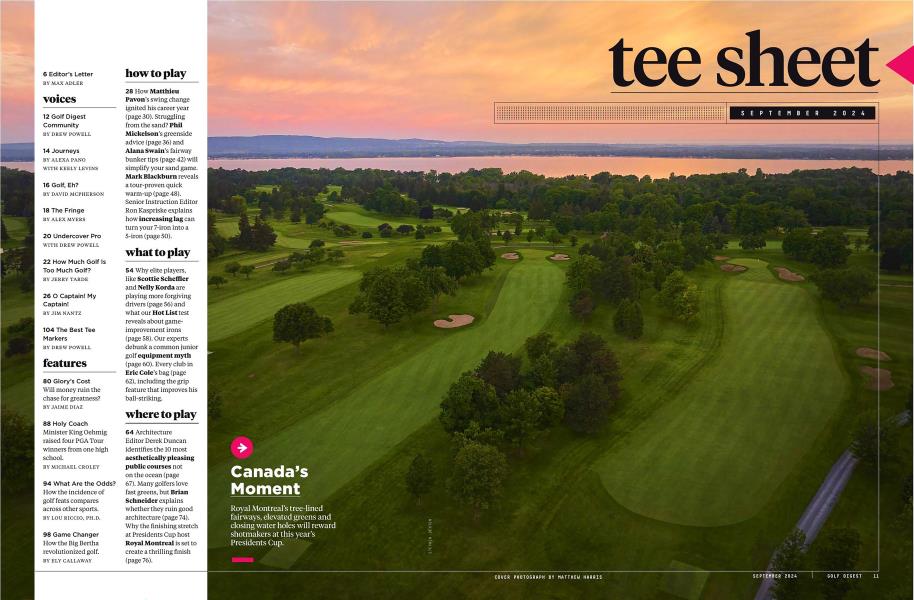 TEE SHEET | Golf Digest | SEPTEMBER 2024